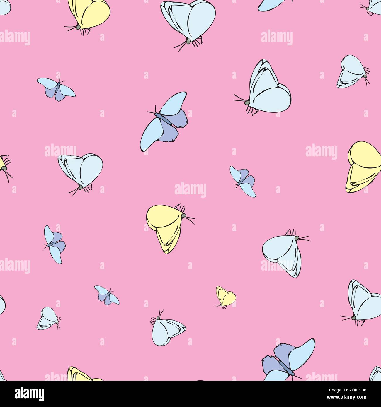 Vector pink background butterfly seamless pattern. butterflies ...