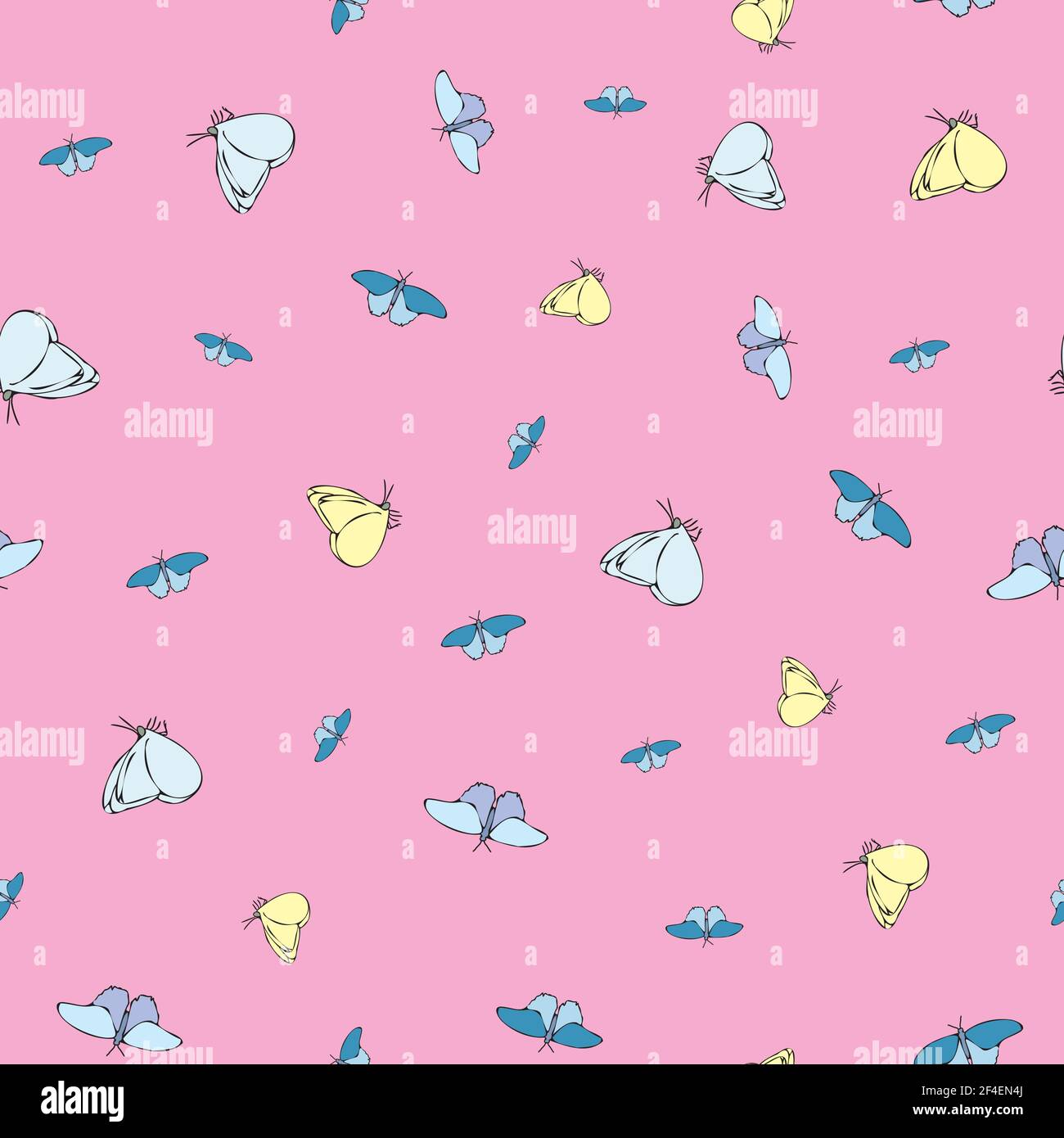 Vector pink background butterfly seamless pattern. butterflies ...