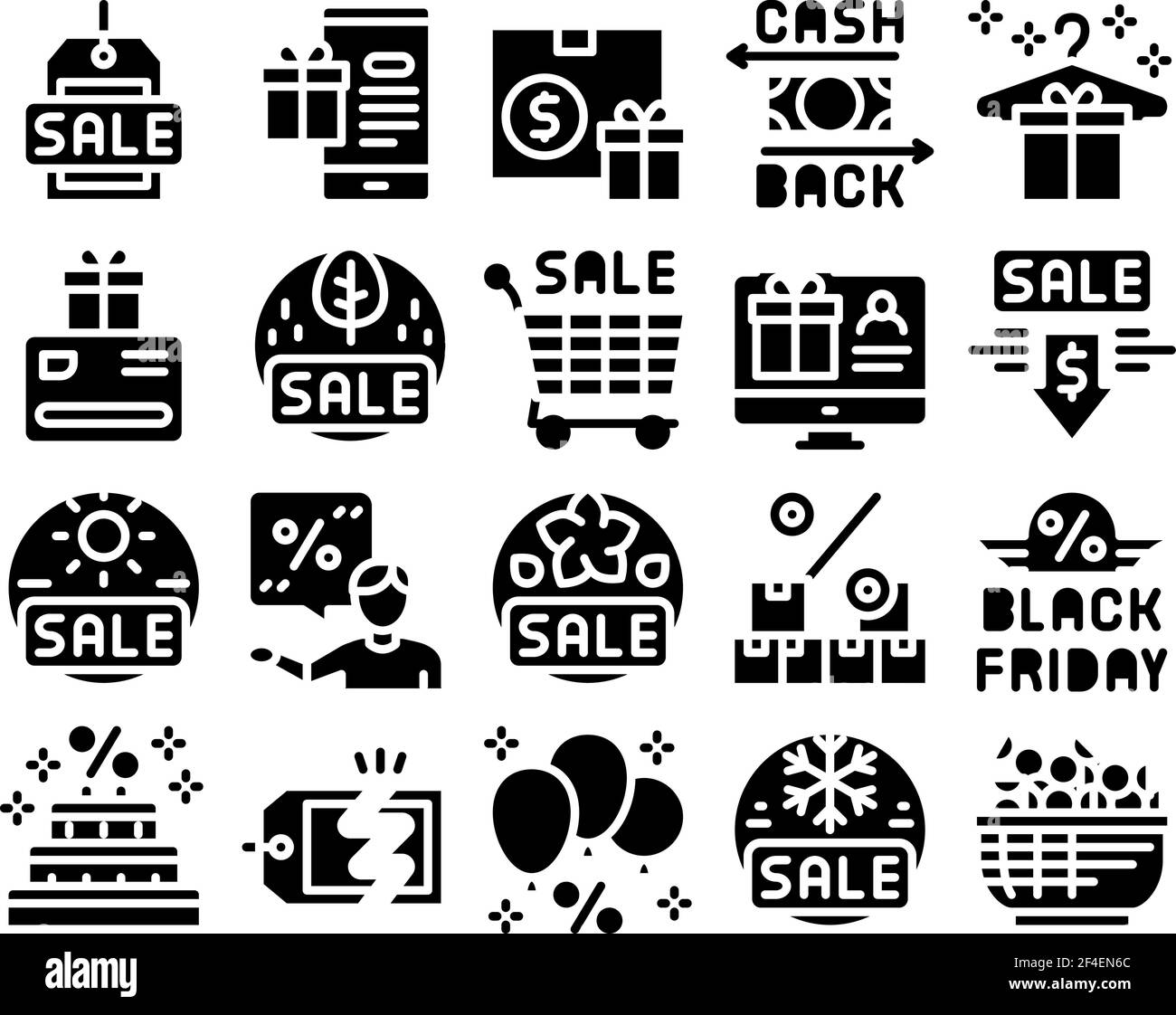 Cost Reduction Sale Glyph Set Vector Illustration Stock Vector Image ...