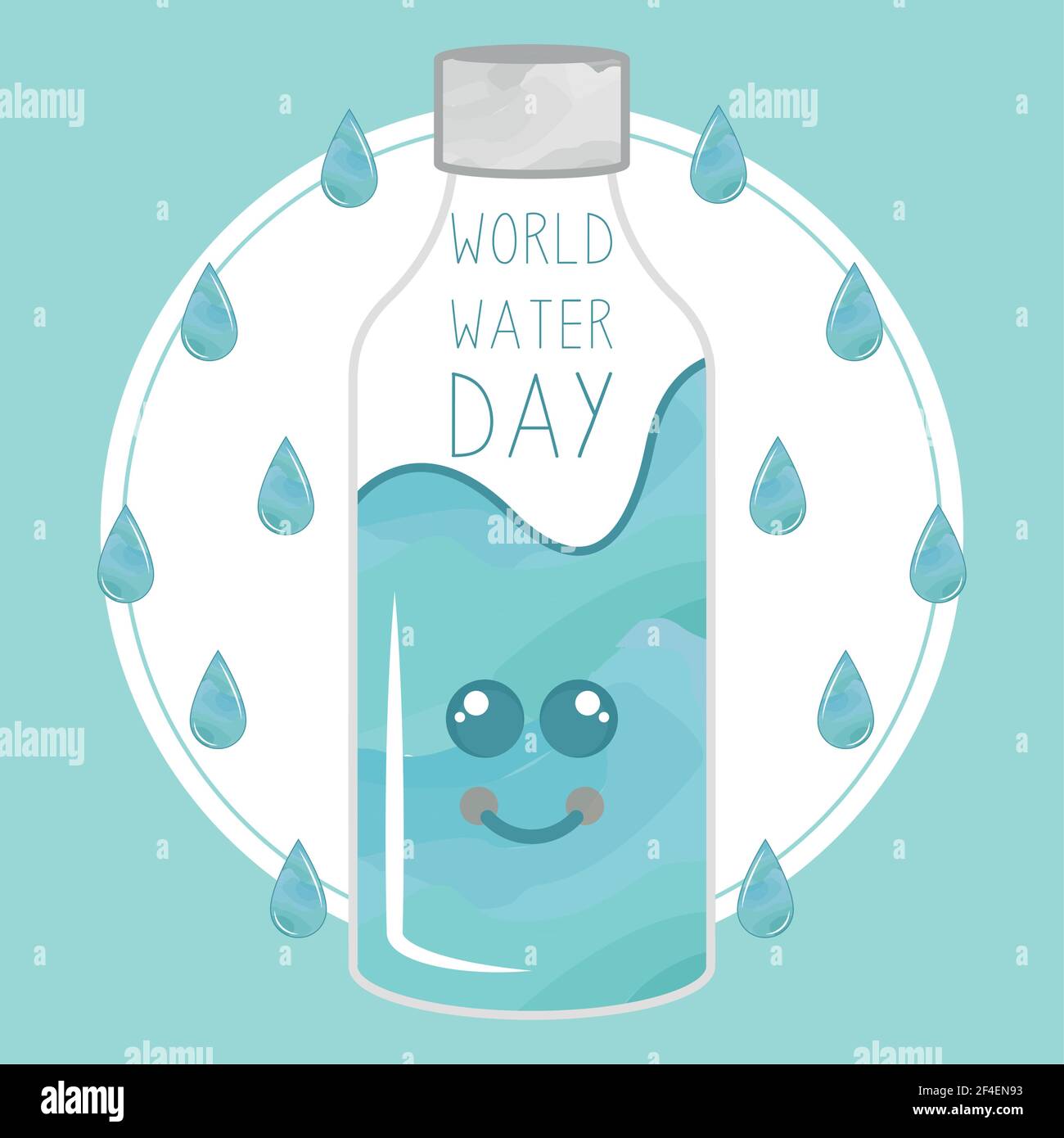 Water day poster happy water bottle cartoon - Vector illustration Stock ...