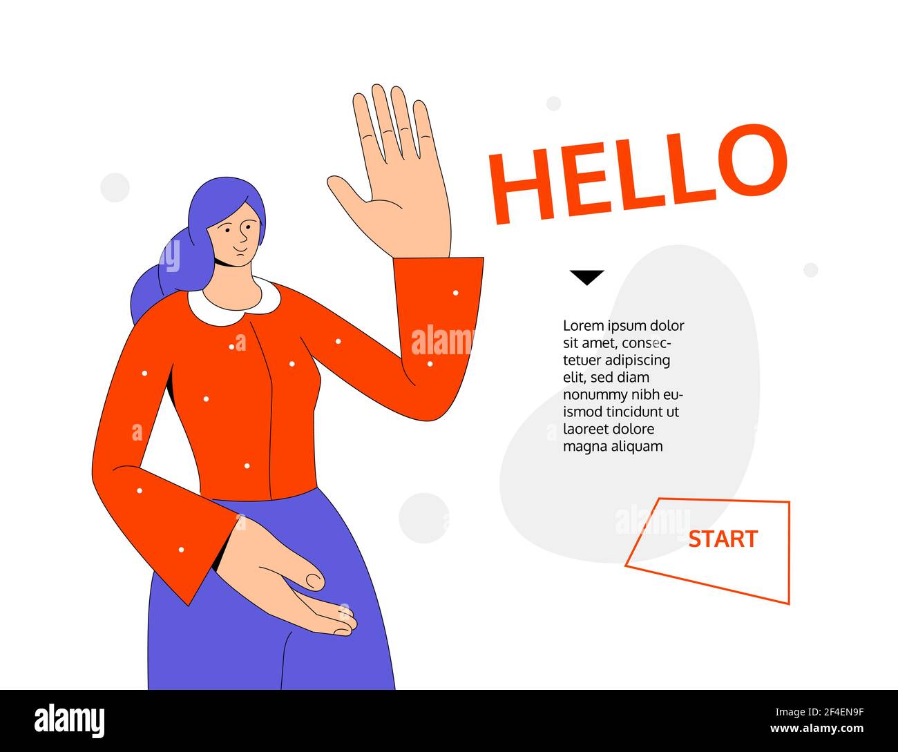 Saying Hello - modern colorful line design style web banner with copy ...