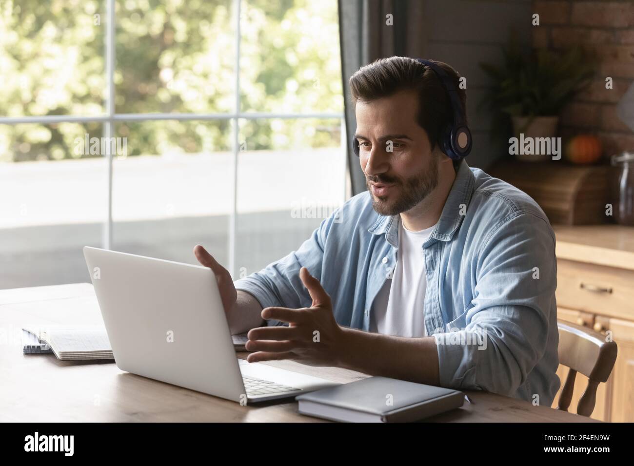 Businessman talk webcam on computer hi-res stock photography and images ...