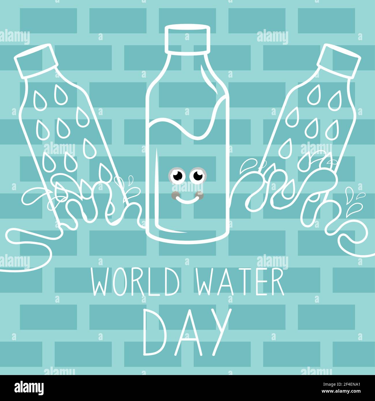 Water day poster happy water bottle cartoon - Vector illustration Stock ...
