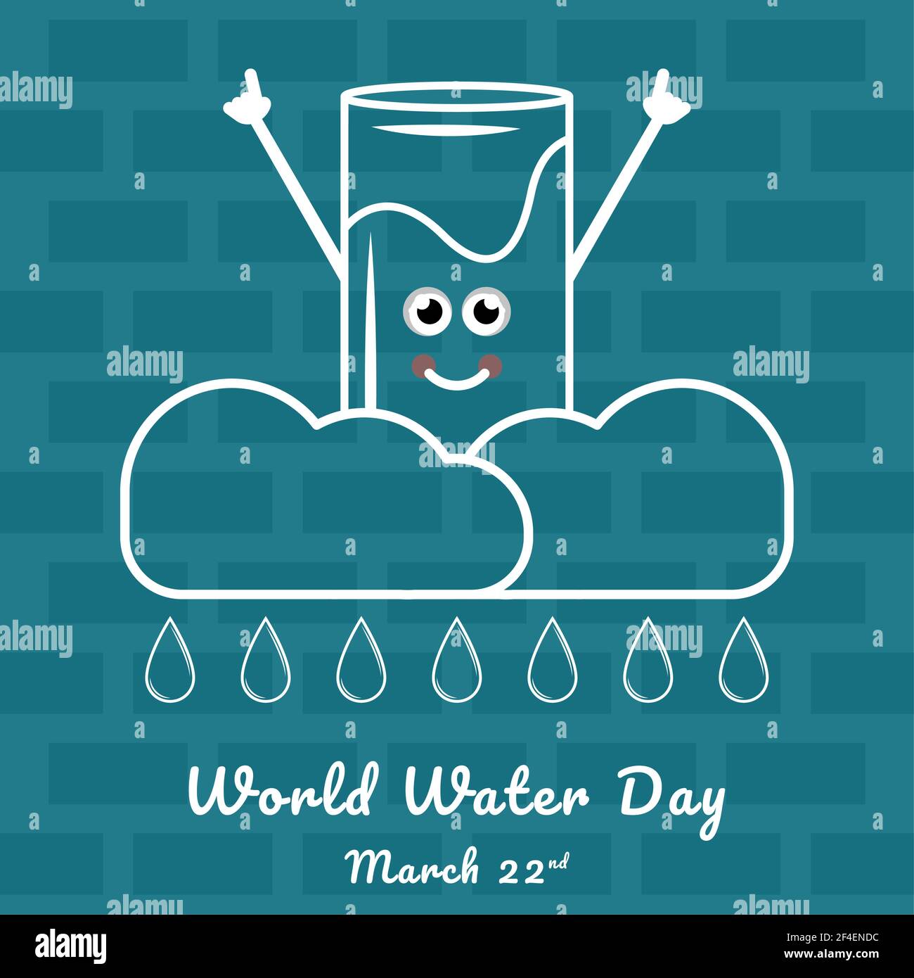 Water day poster with a happy water glass - Vector illustration Stock ...
