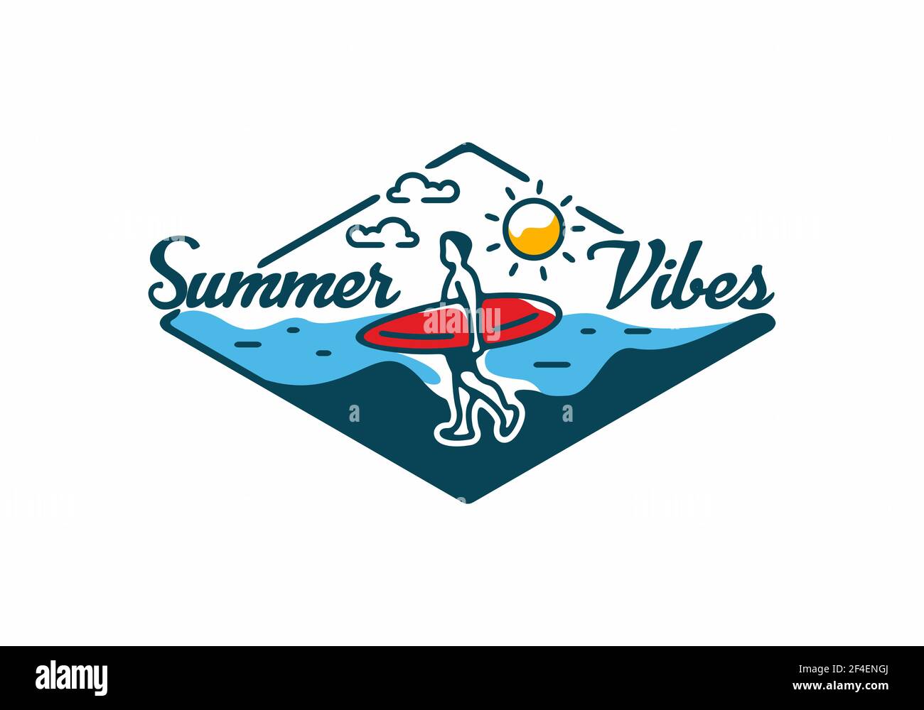 Colorful of summer time line art illustration design Stock Vector Image ...