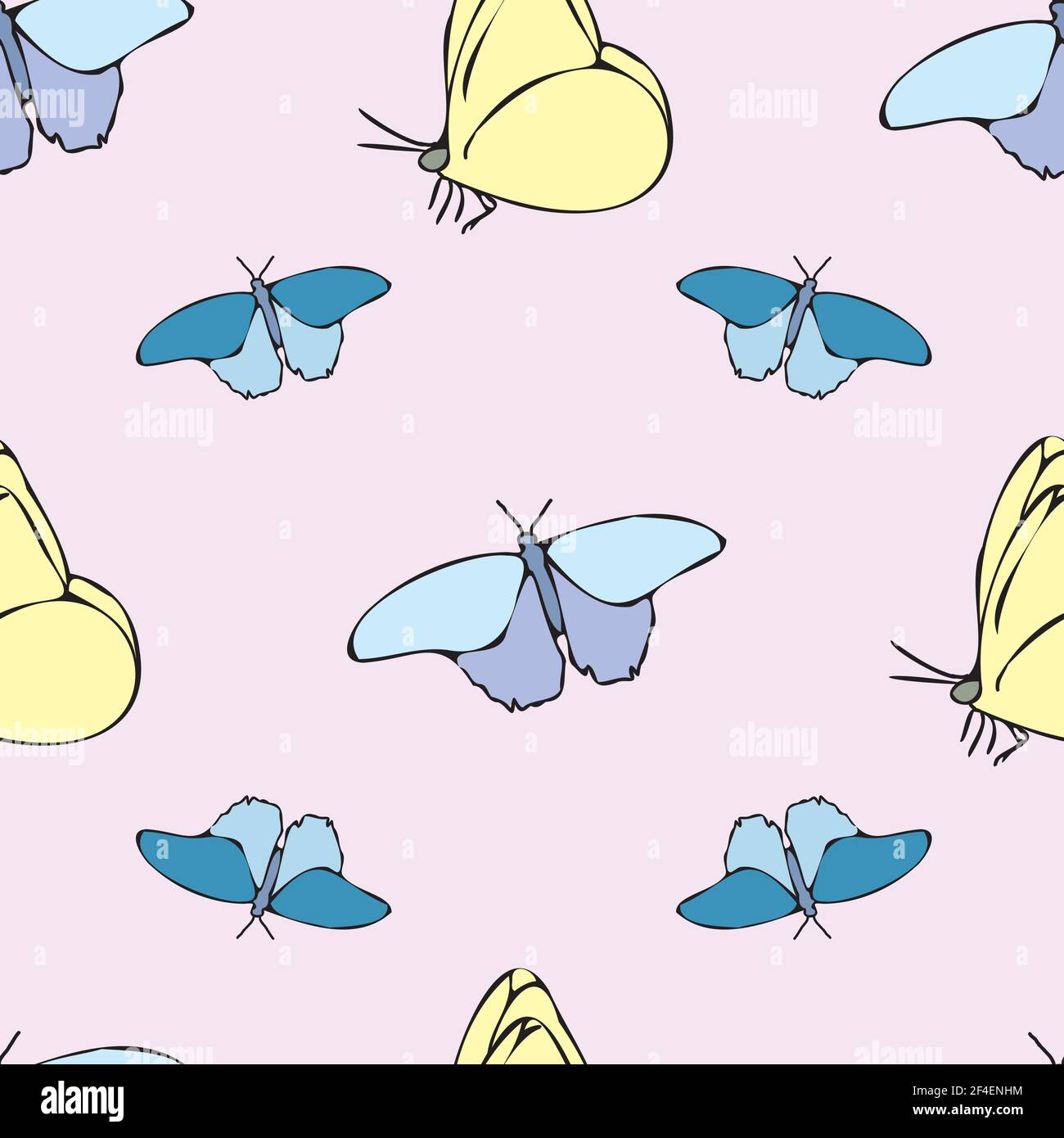 Vector pink background butterfly seamless pattern. butterflies ...