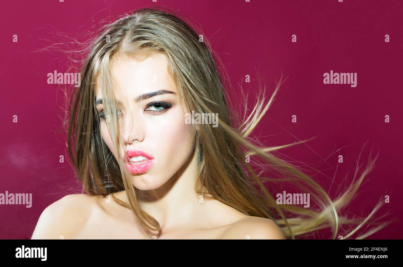 Beauty portrait of female face with natural skin. Beautiful girl model ...