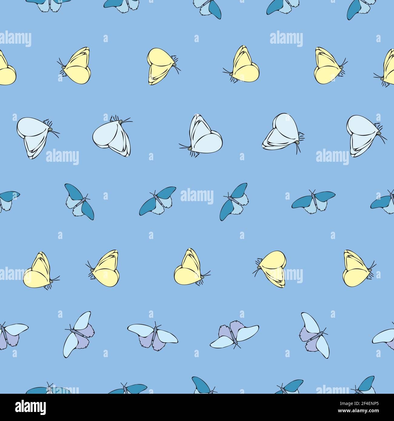 Vector blue background butterfly seamless pattern. butterflies ...