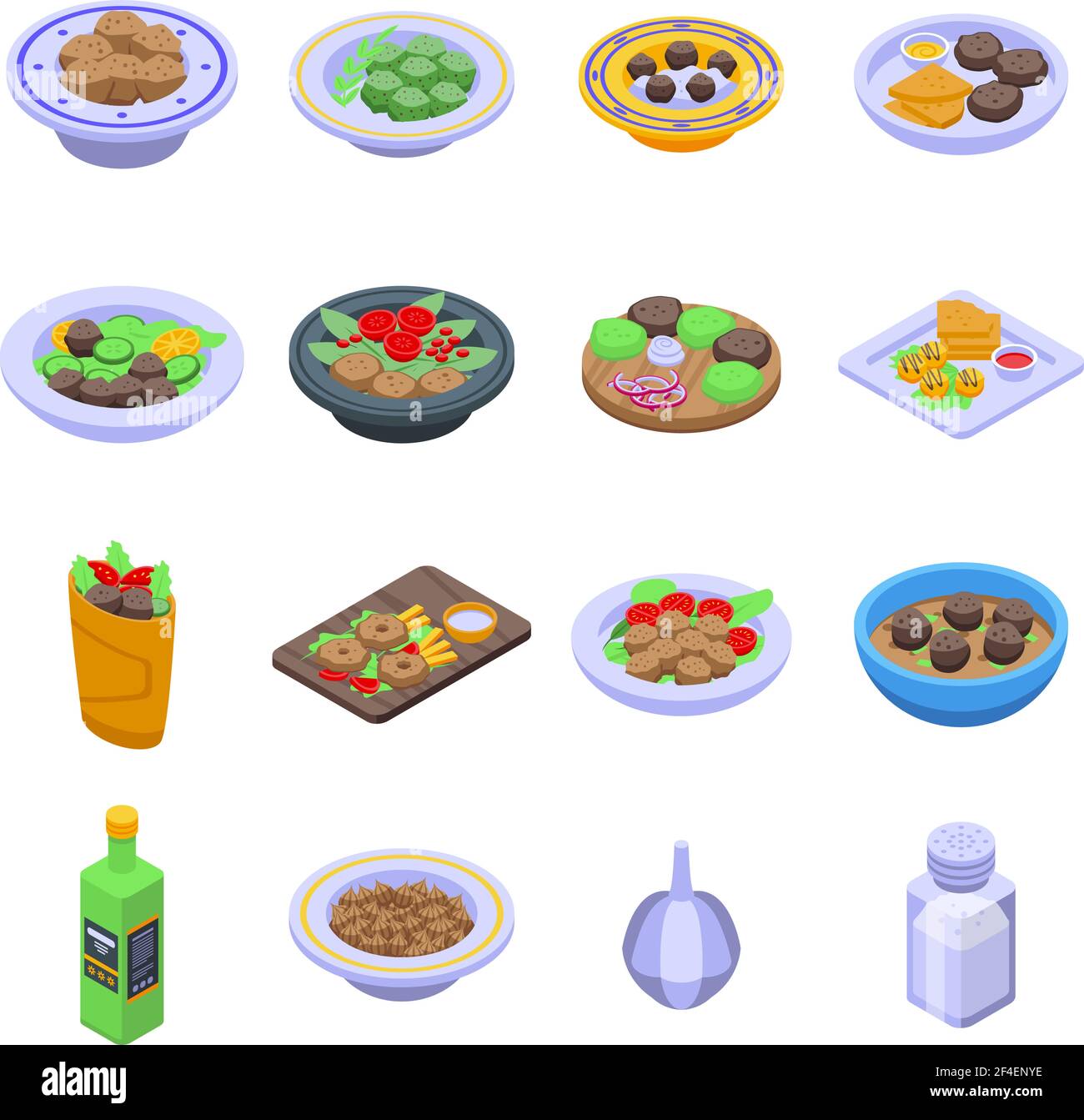 Falafel icons set. Isometric set of falafel vector icons for web design ...