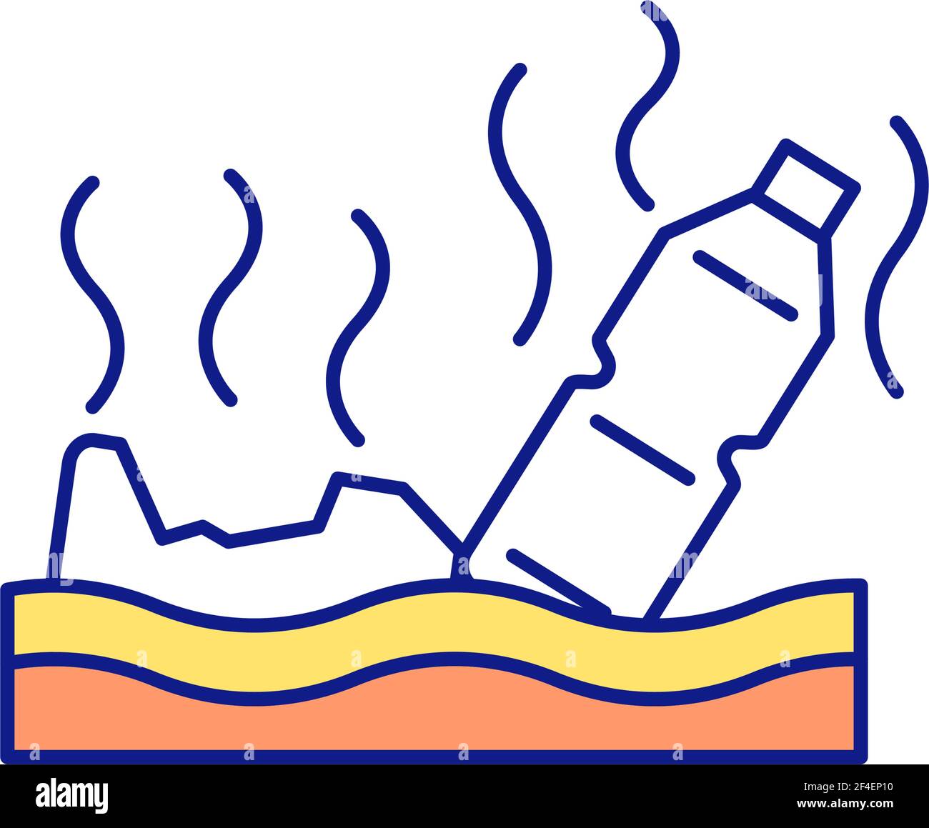 Environmental pollution with plastic RGB color icon Stock Vector Image ...