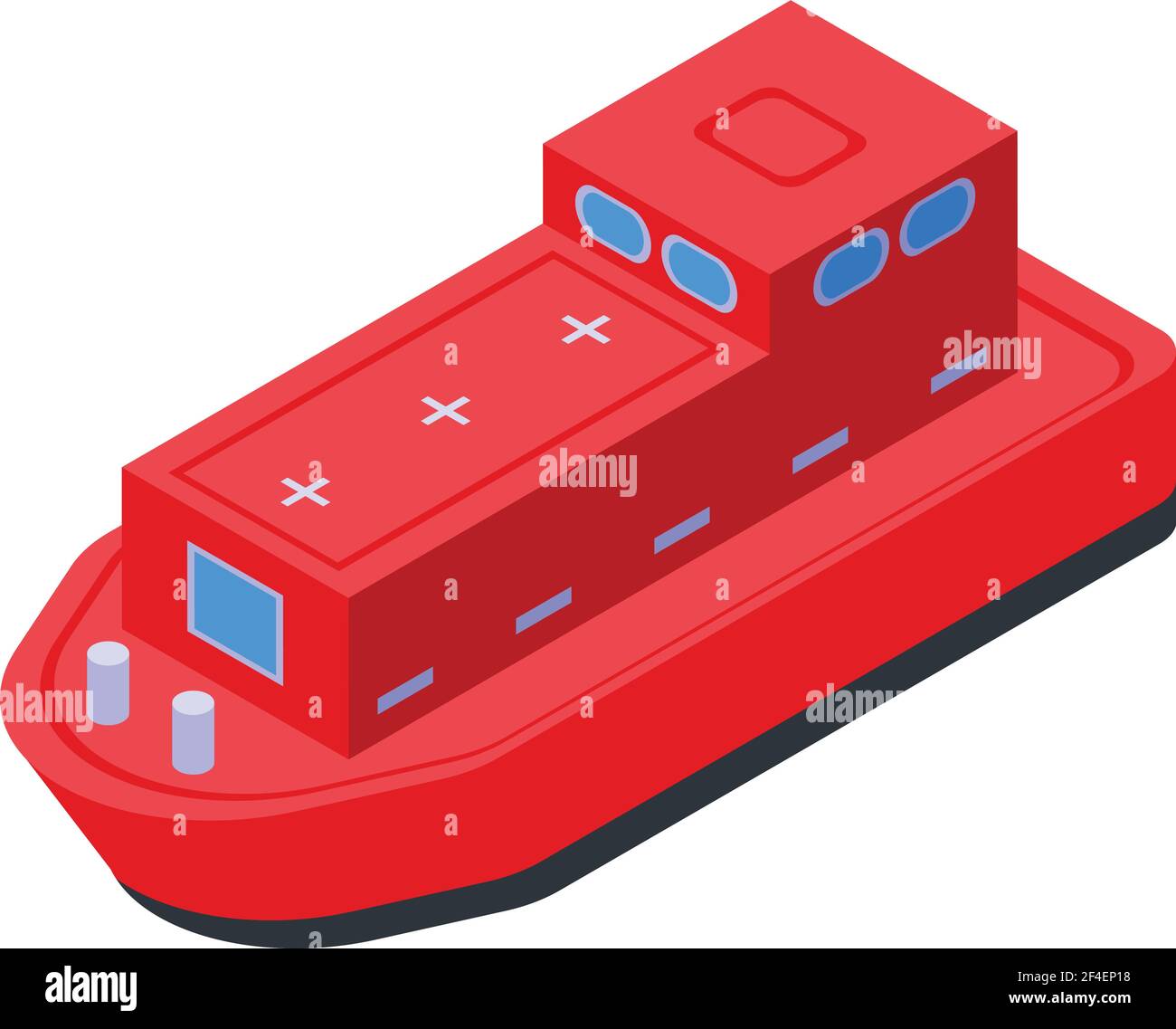 Red rescue ship icon. Isometric of Red rescue ship vector icon for web ...