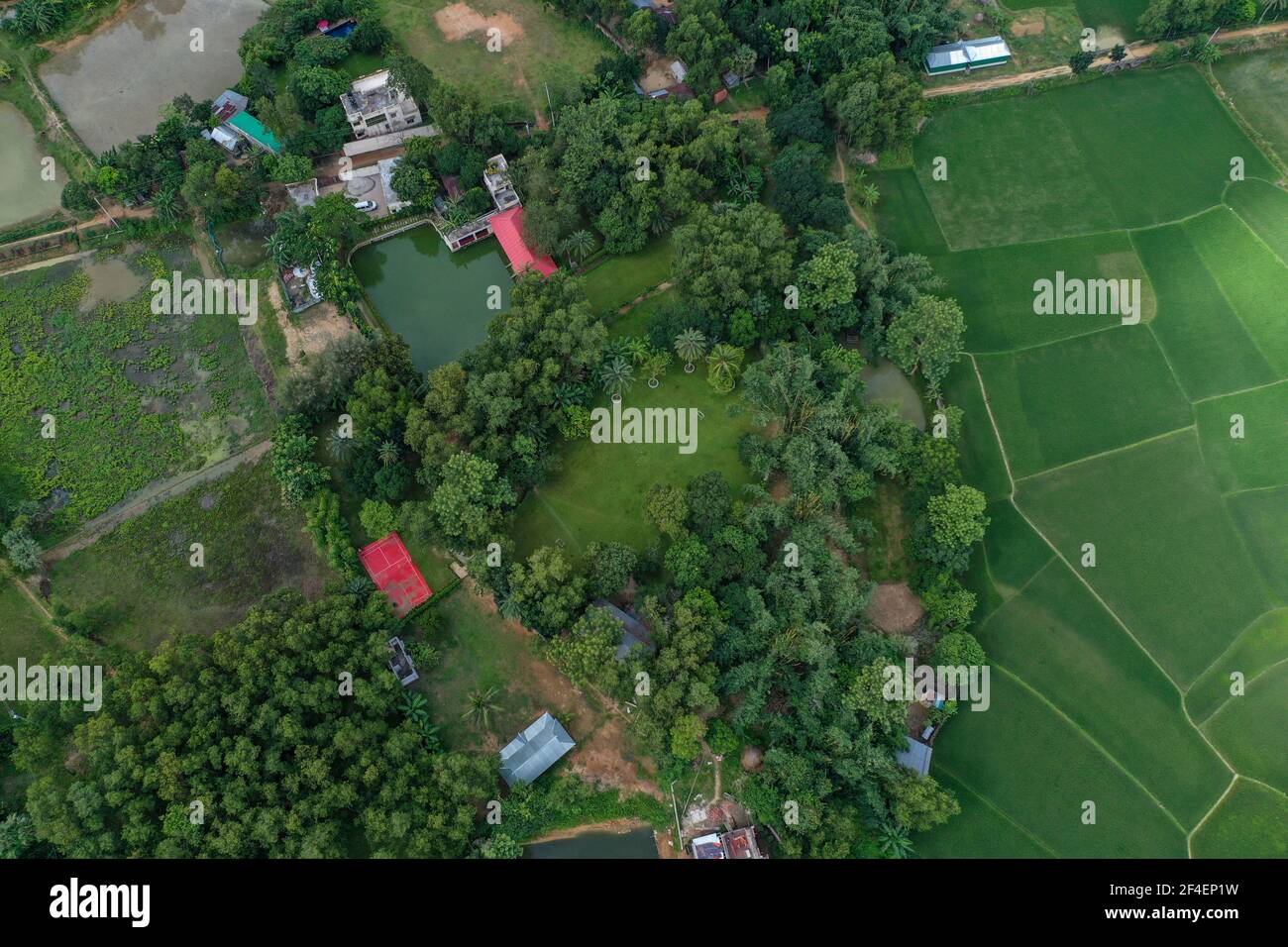 Aerial view of a rural area of Bhaluka of Mymenshing district ...