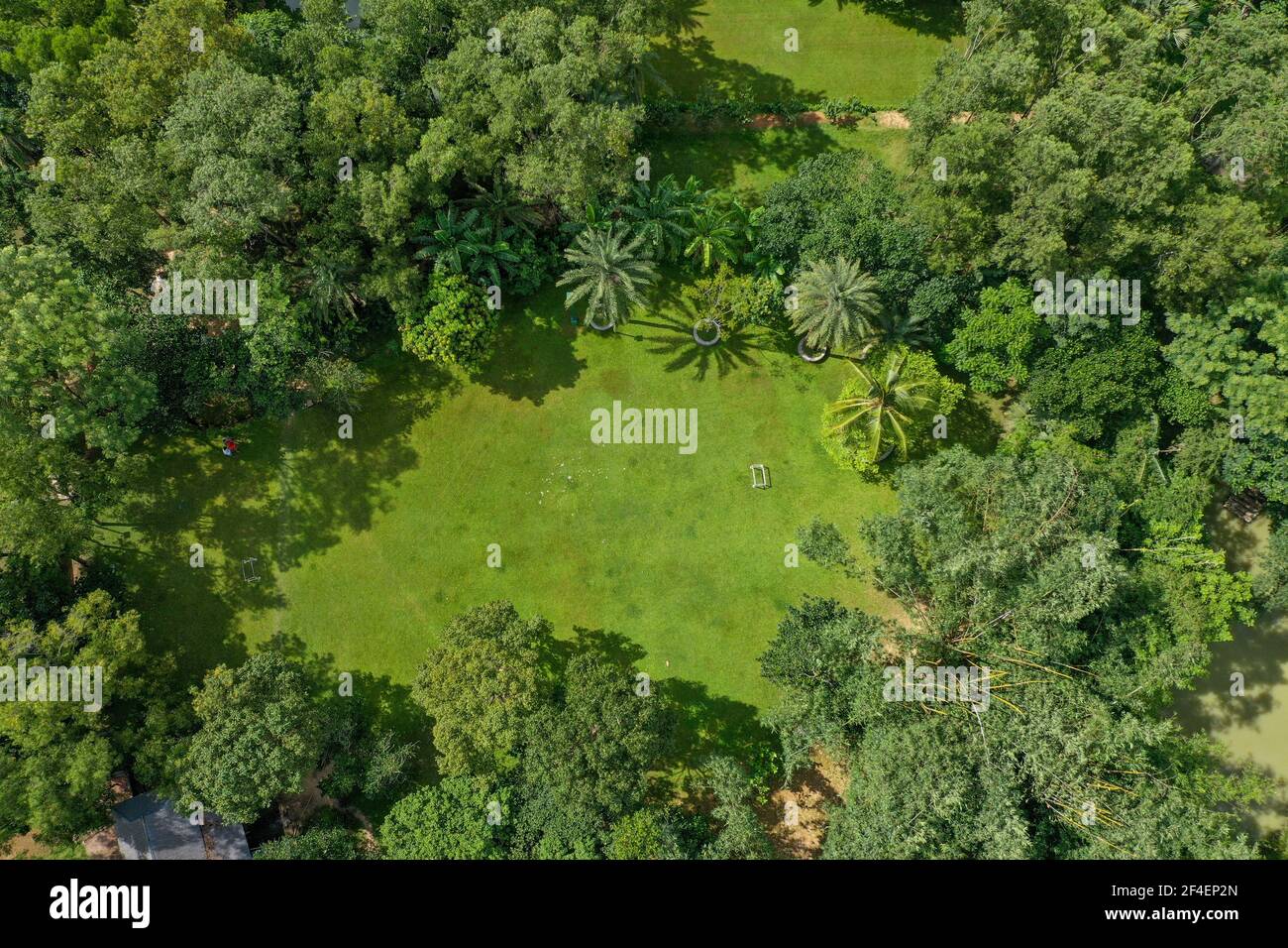 Aerial view of a rural area of Bhaluka of Mymenshing district ...