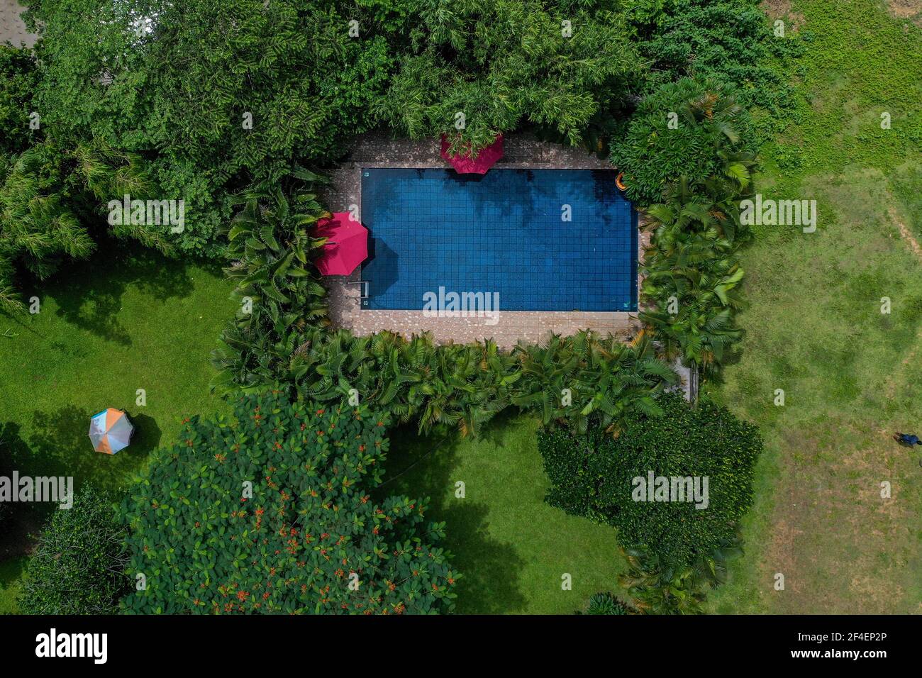 Aerial view of a swimming pool inside a resort at Bhaluka in Mymensing ...