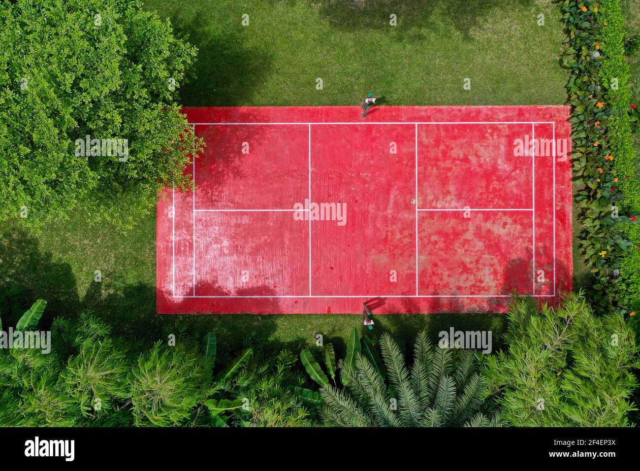 Top view of a badminton court inside a resort at Bhaluka in Mymensing ...