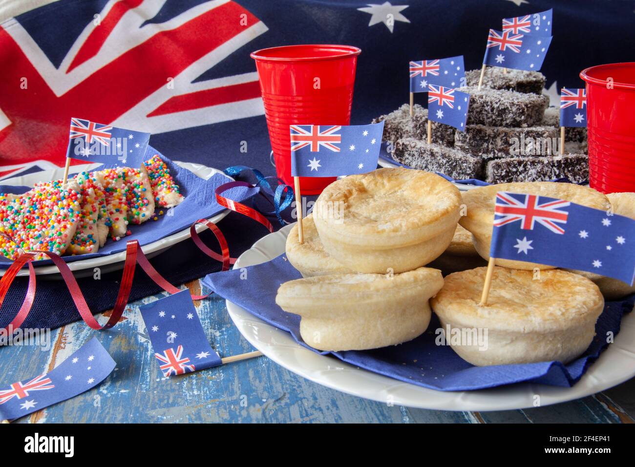 Party food traditionally eaten on Australia Day with fairy bread,meat ...