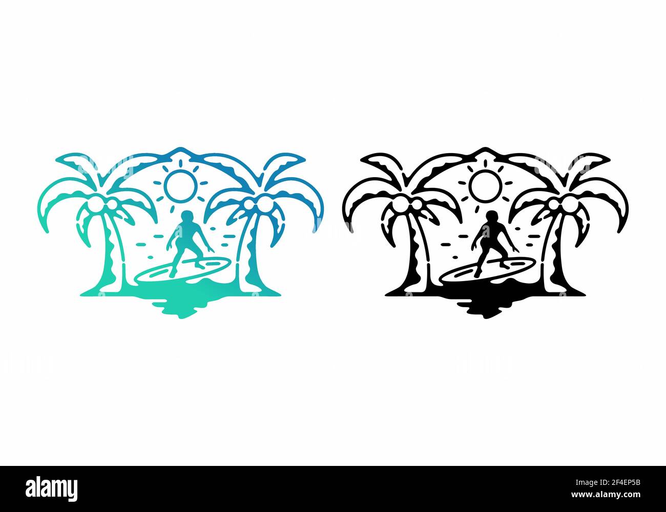 Surfer in ocean sun Stock Vector Images - Alamy