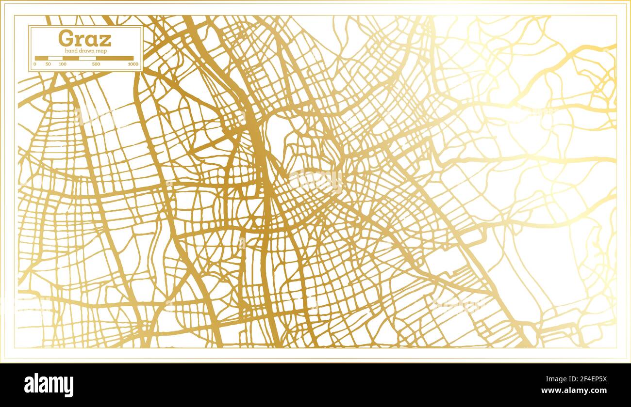 Graz Austria City Map in Retro Style in Golden Color. Outline Map ...