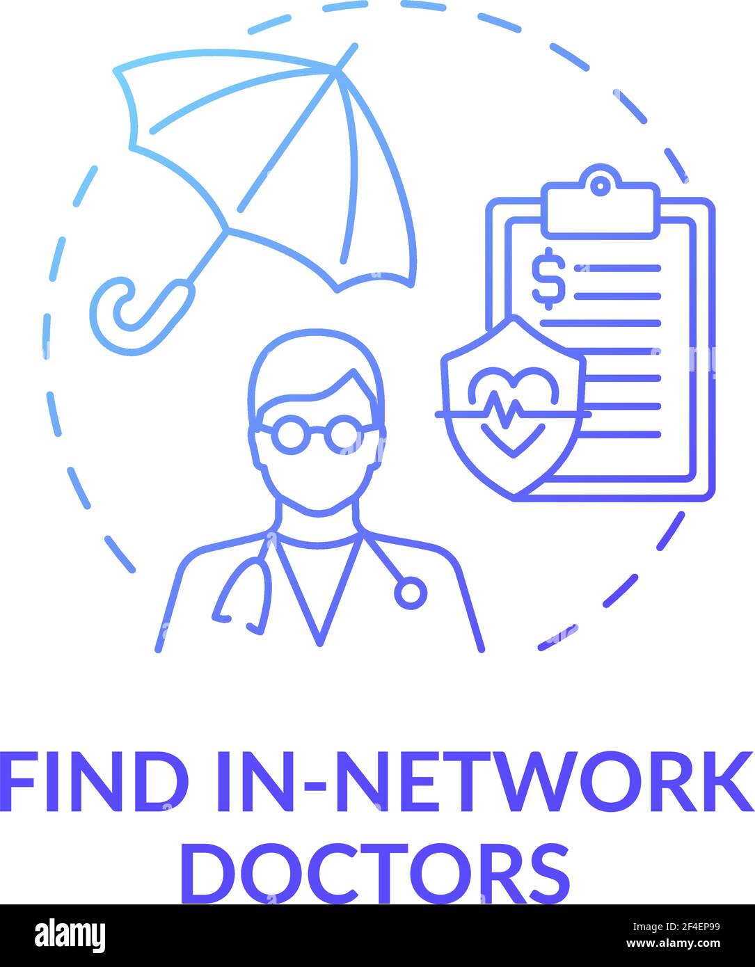 Find in-network doctors blue gradient concept icon Stock Vector Image ...