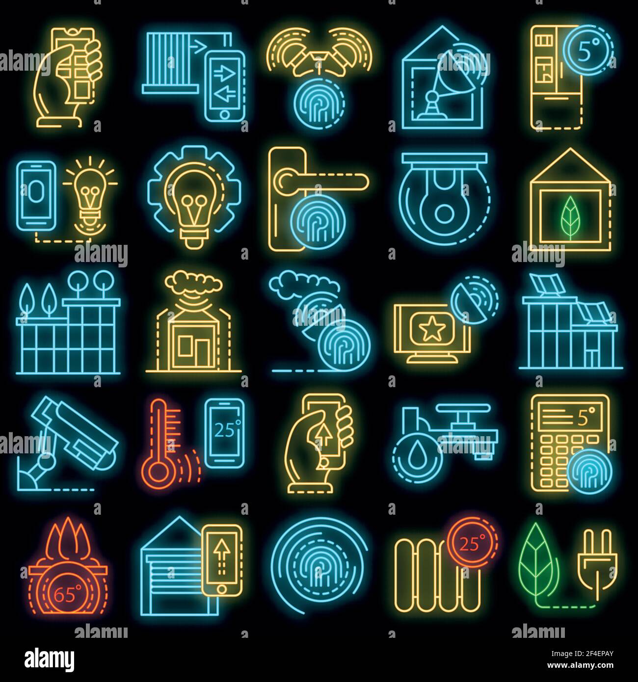 Intelligent building system icon set. Outline set of intelligent ...