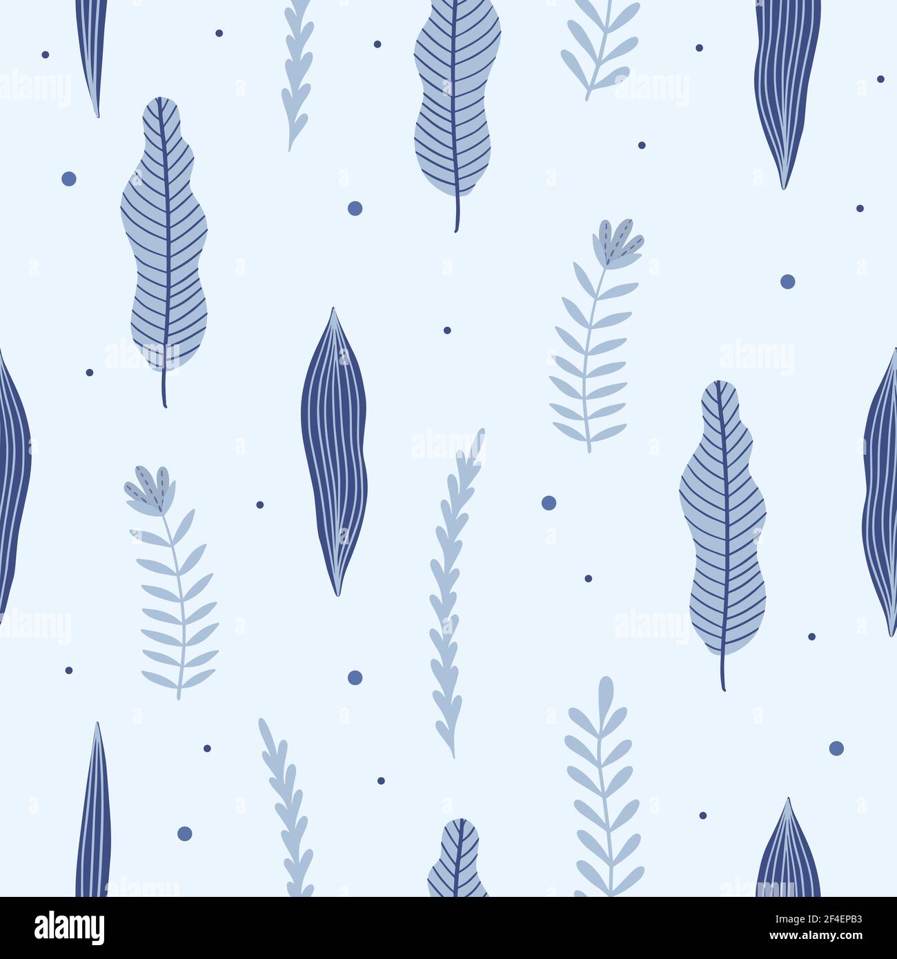 Seamless pattern with blue flowers and leaves. Creative floral texture ...