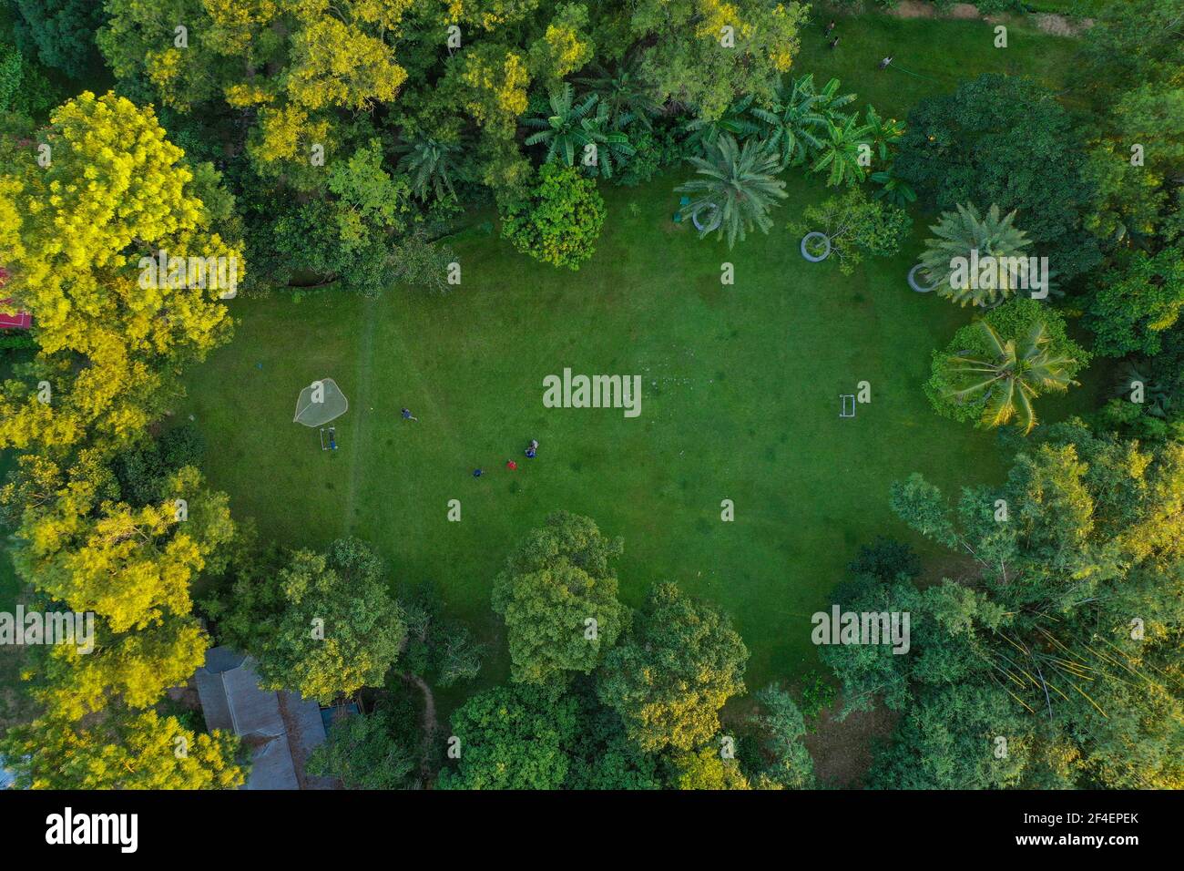 An aerial view of rural area and agricultural lands of Bhaluka of ...