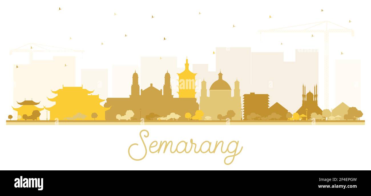 Semarang Indonesia City Skyline Silhouette with Golden Buildings ...