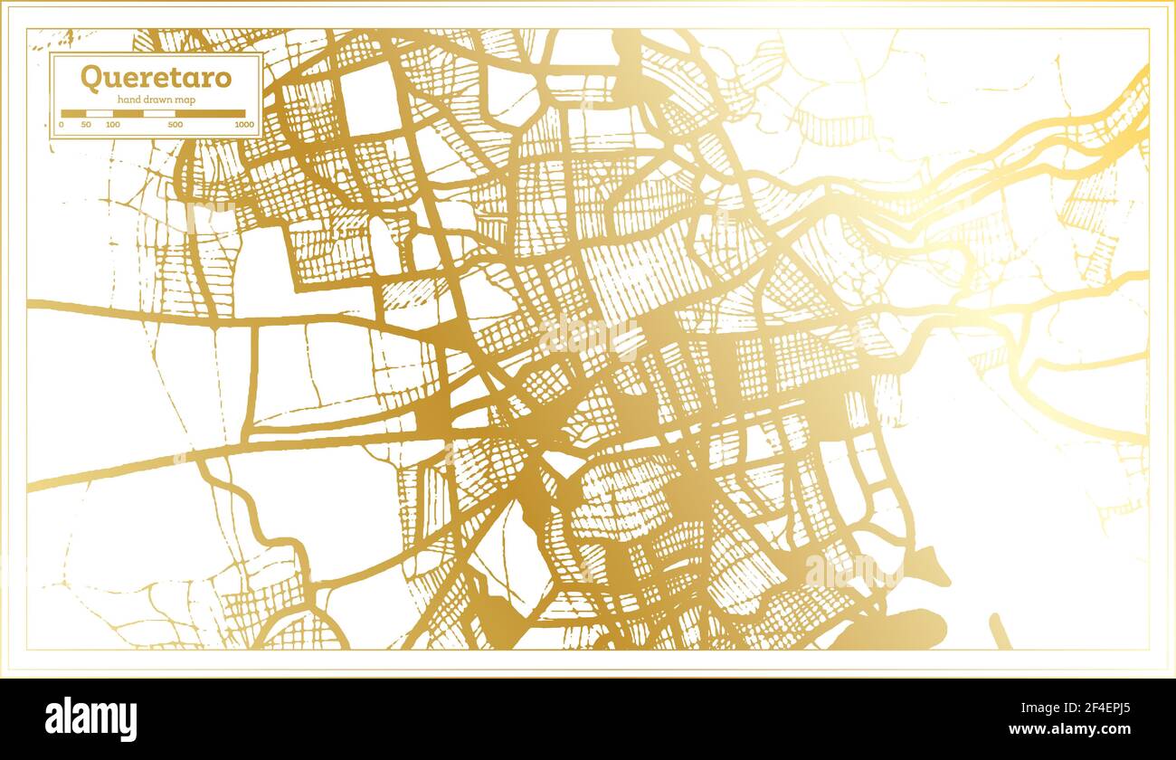 Queretaro Mexico City Map in Retro Style in Golden Color. Outline Map ...