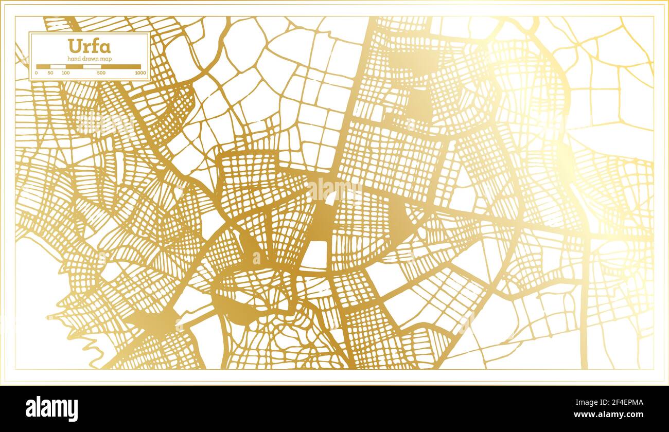 Urfa Turkey City Map in Retro Style in Golden Color. Outline Map ...