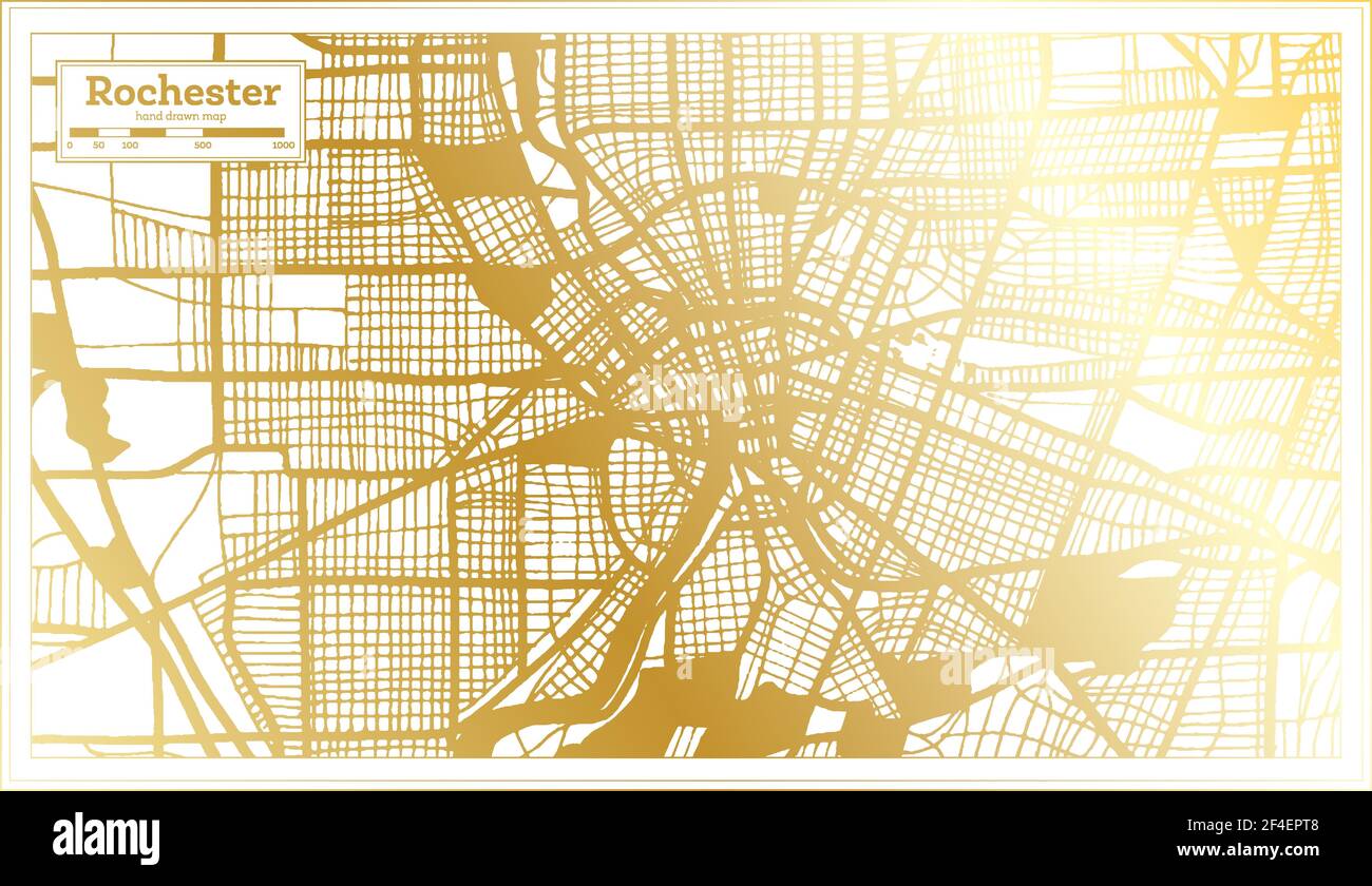 Rochester USA City Map in Retro Style in Golden Color. Outline Map ...