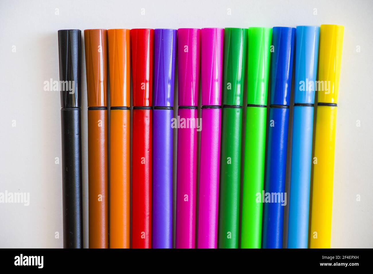 Colorful markers gradient on white background Stock Photo - Alamy