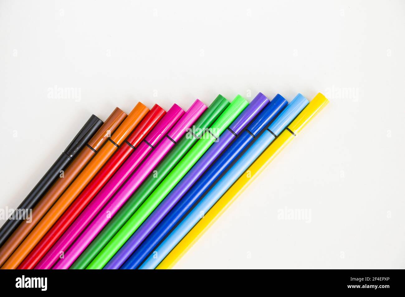 Colorful markers gradient on white background Stock Photo - Alamy