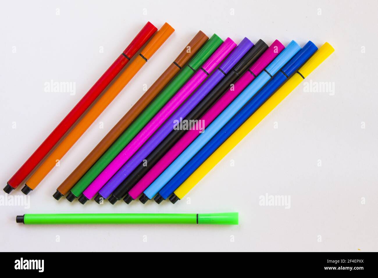 Colorful markers gradient on white background Stock Photo - Alamy