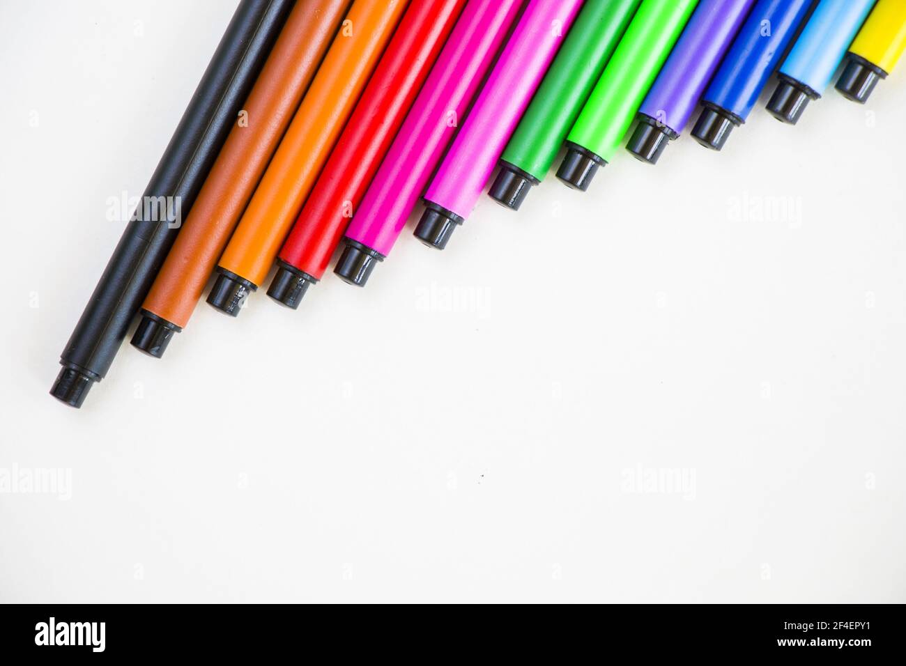 Colorful markers gradient on white background Stock Photo - Alamy