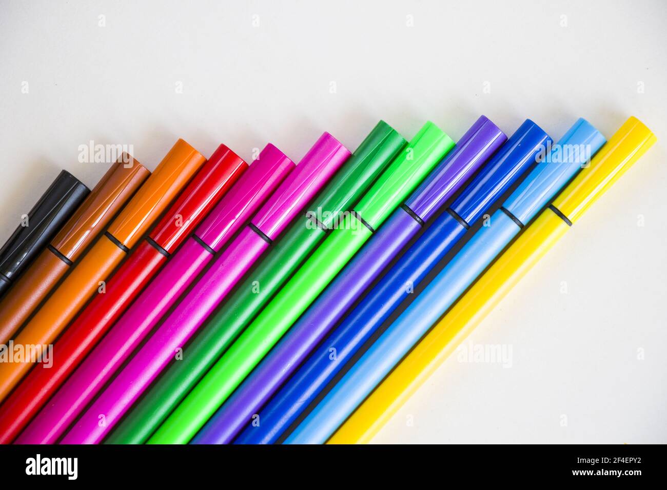 Colorful markers gradient on white background Stock Photo - Alamy