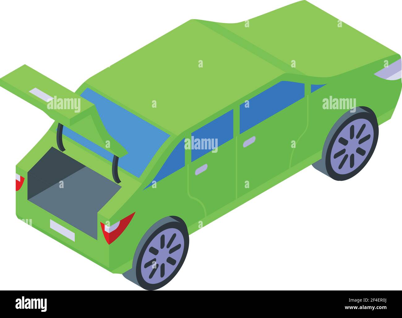 Green trunk car icon. Isometric of Green trunk car vector icon for web ...