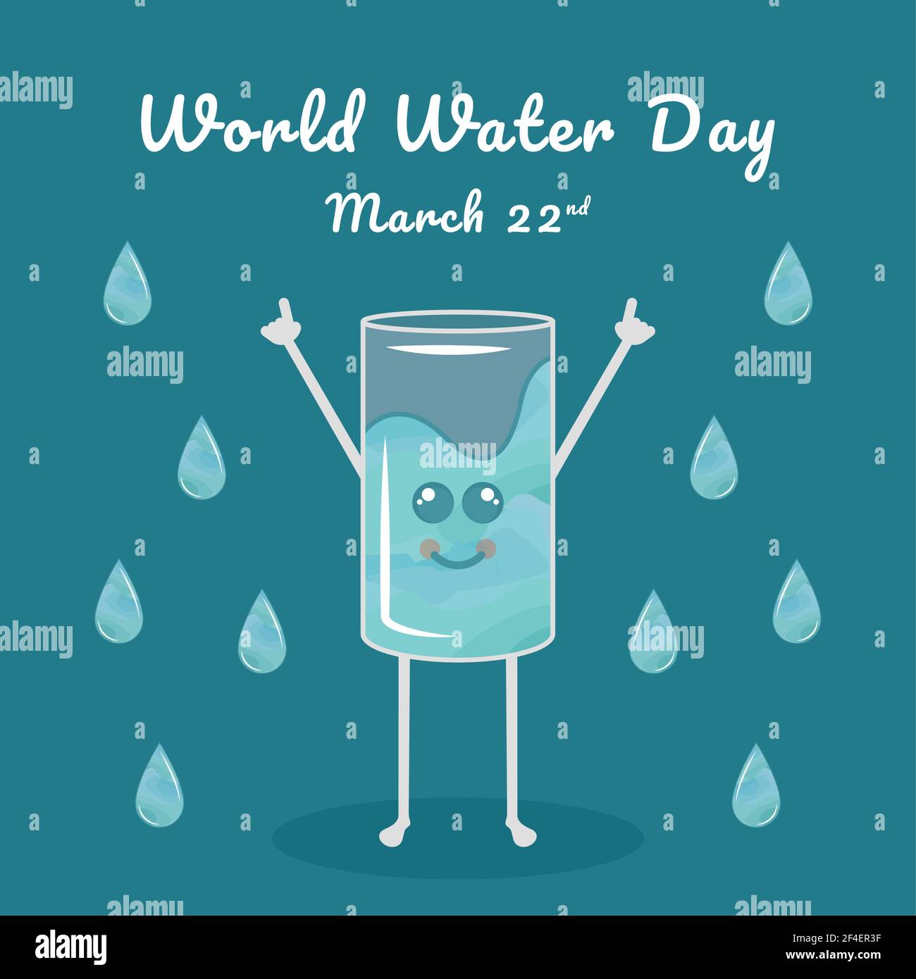 Water day poster with a happy water glass - Vector illustration Stock ...