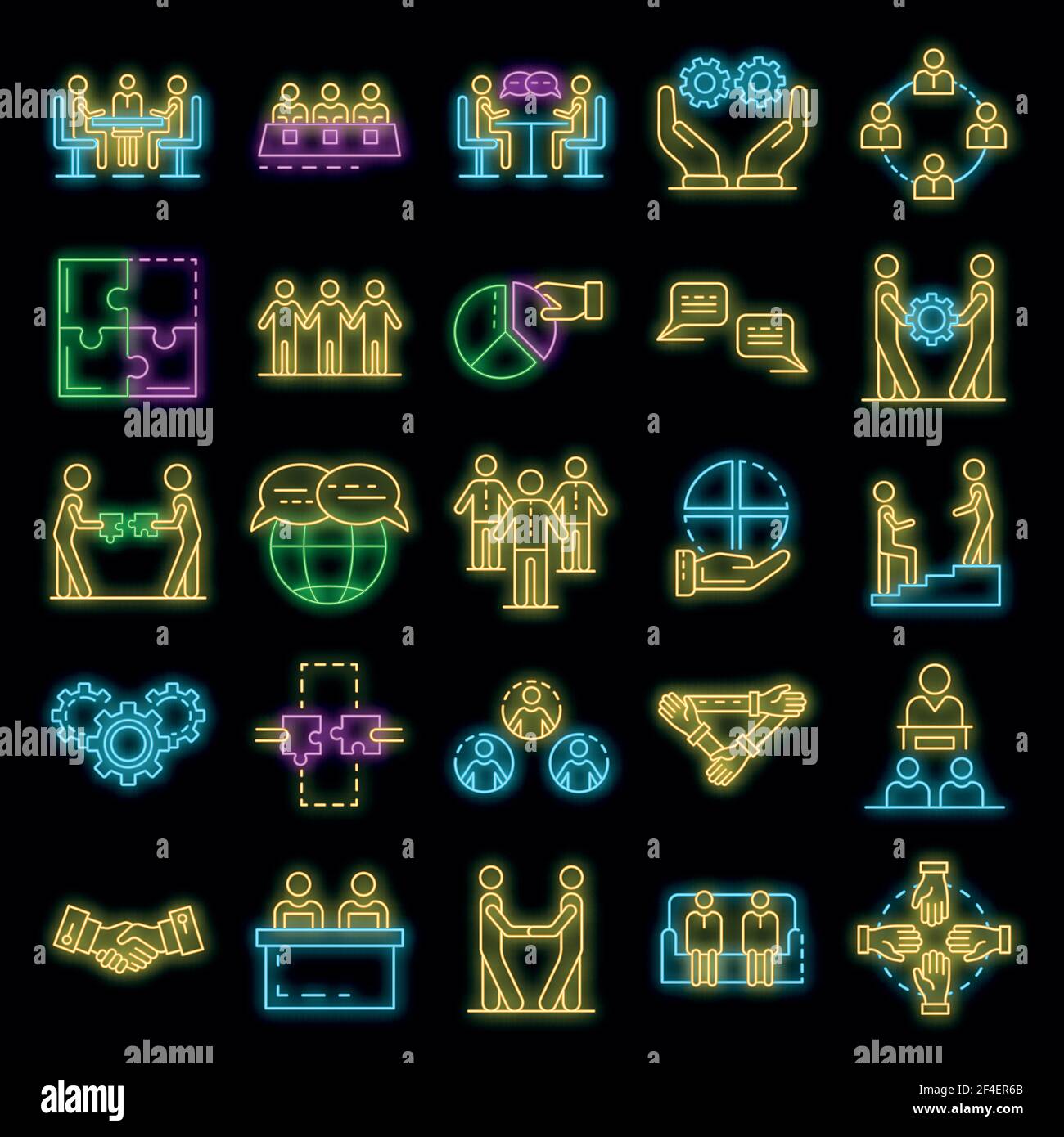 Cohesion icon set. Outline set of cohesion vector icons neon color on ...