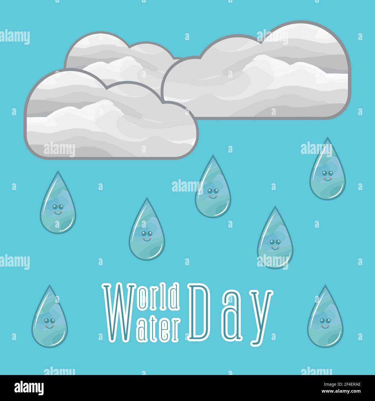 Water day poster with a happy water drops cartoon - Vector illustration ...