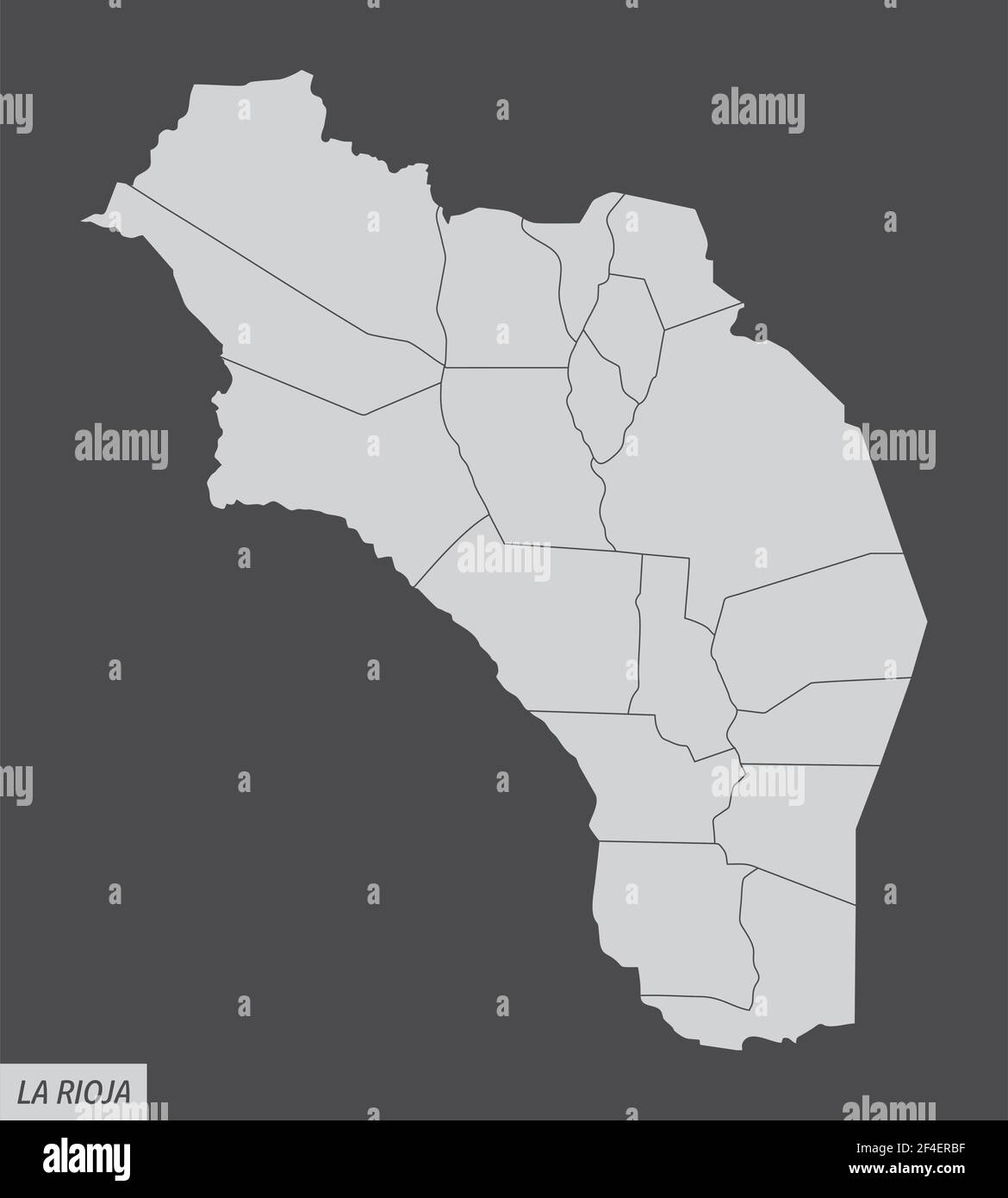 The La Rioja province isolated map divided in departments, Argentina ...