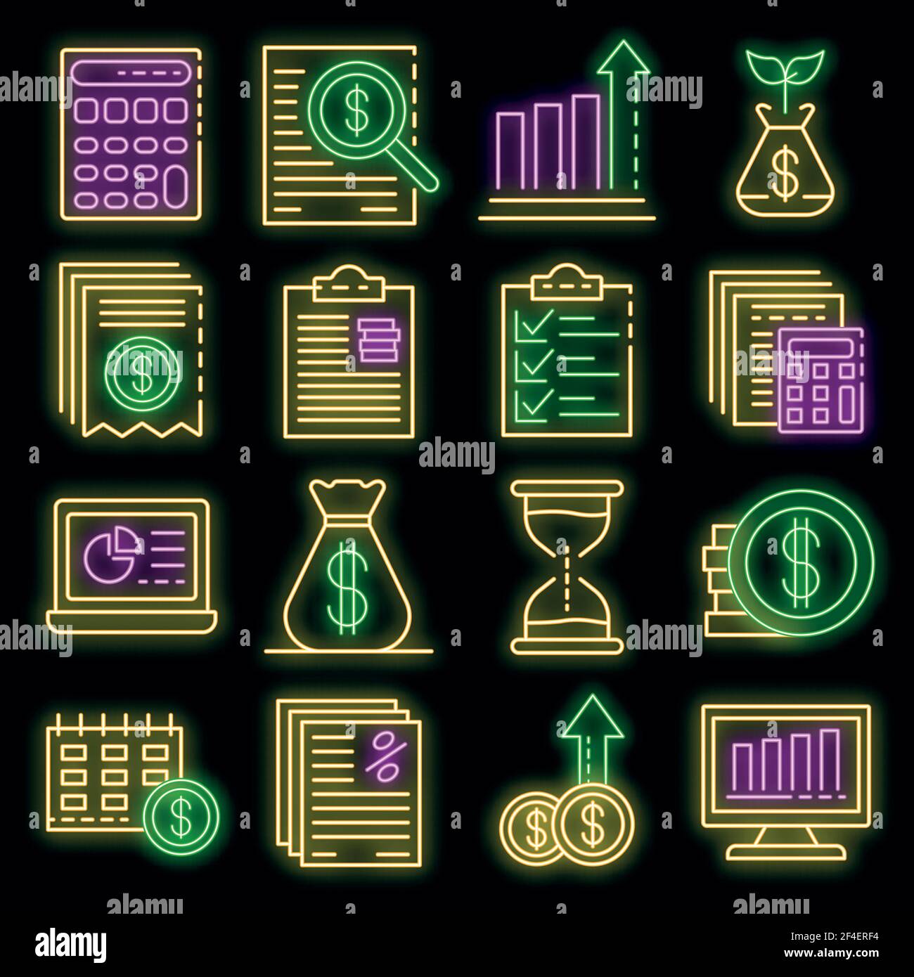 Expense report icons set. Outline set of expense report vector icons ...