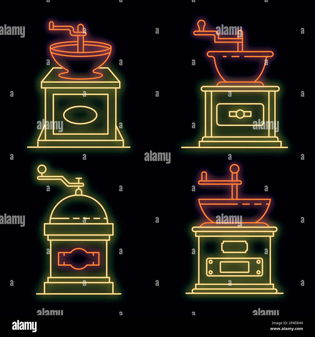 Coffee grinder icons set. Outline set of coffee grinder vector icons ...