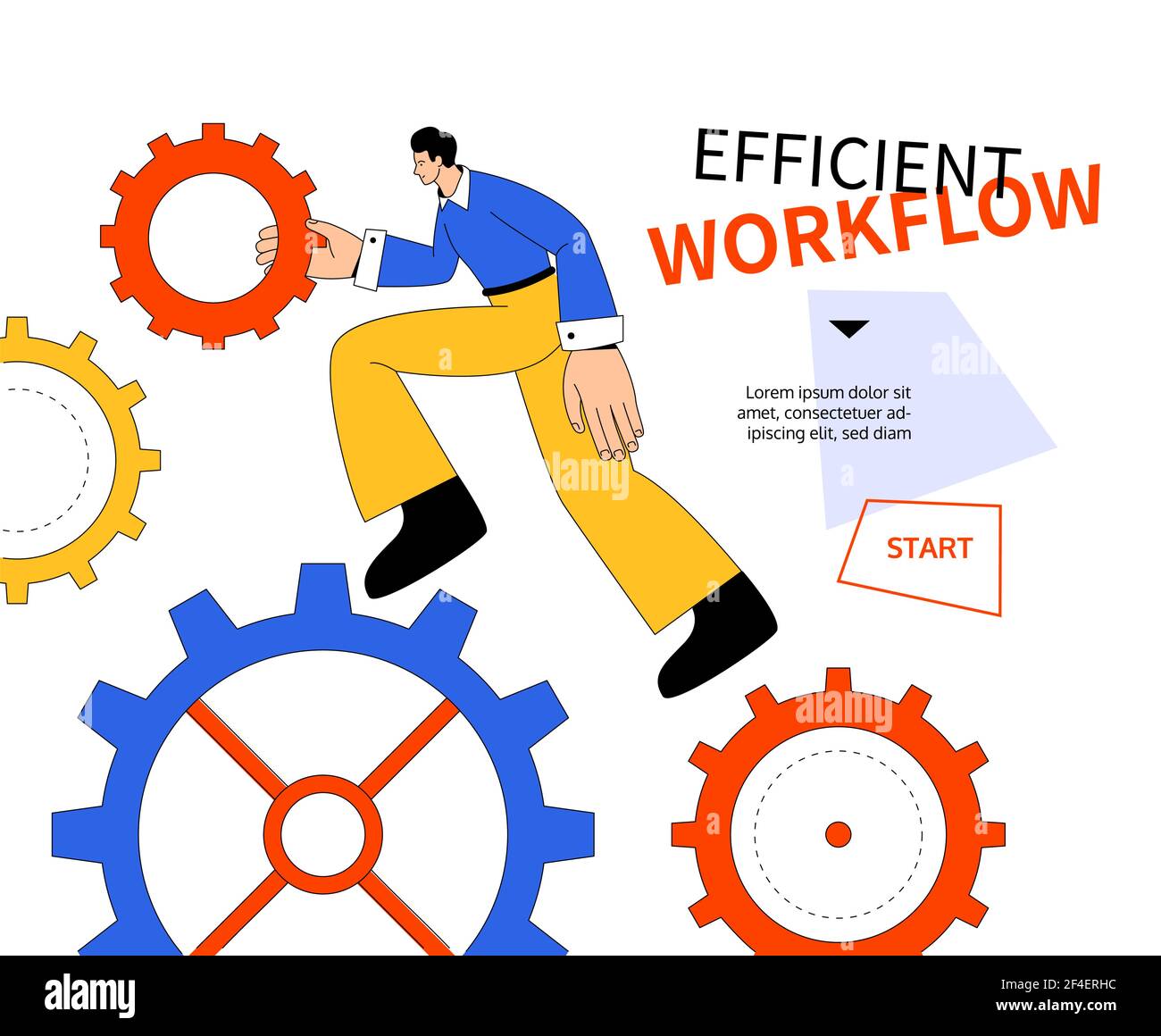 Efficient workflow - modern colorful flat design style web banner with ...