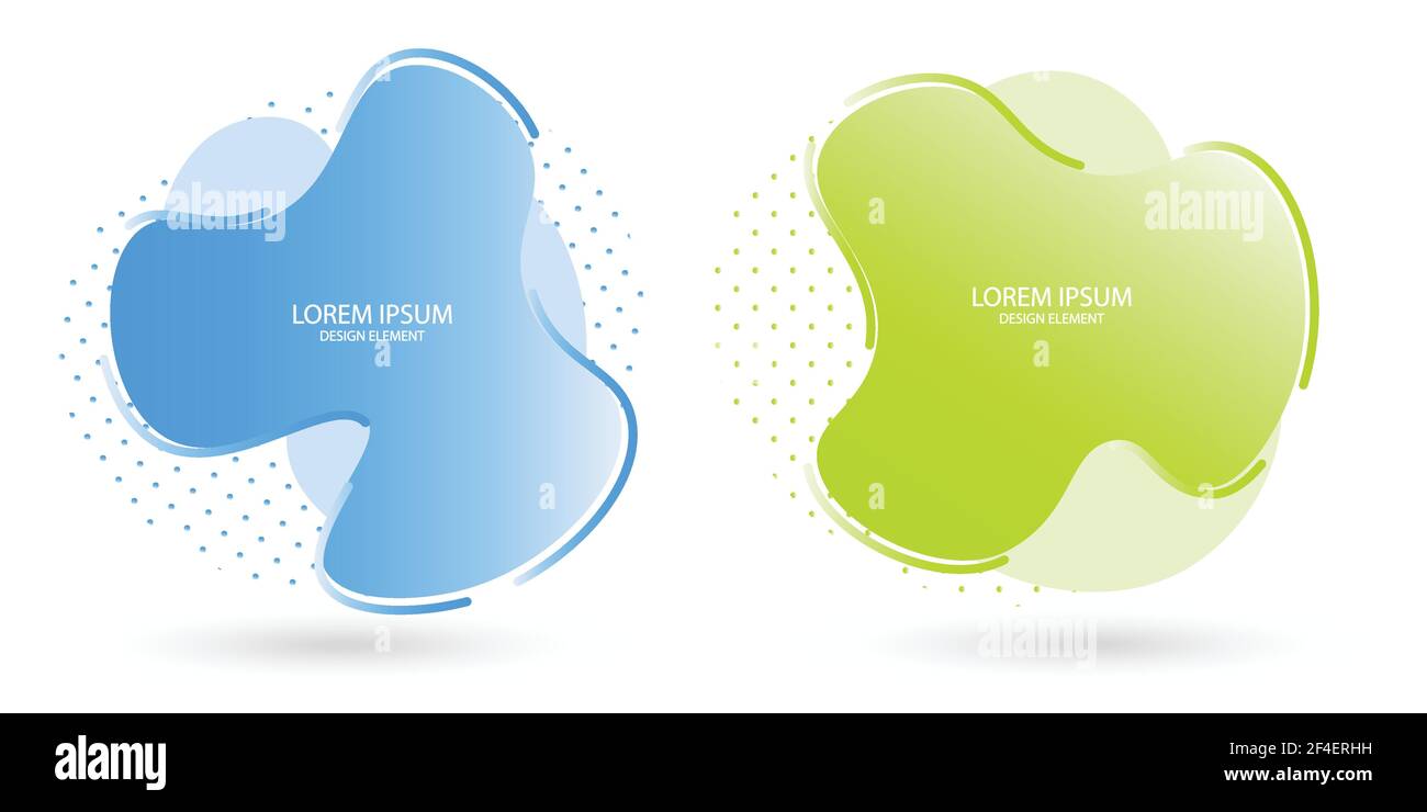 Fluid frame isolated on white background. Set of abstract liquid shapes ...