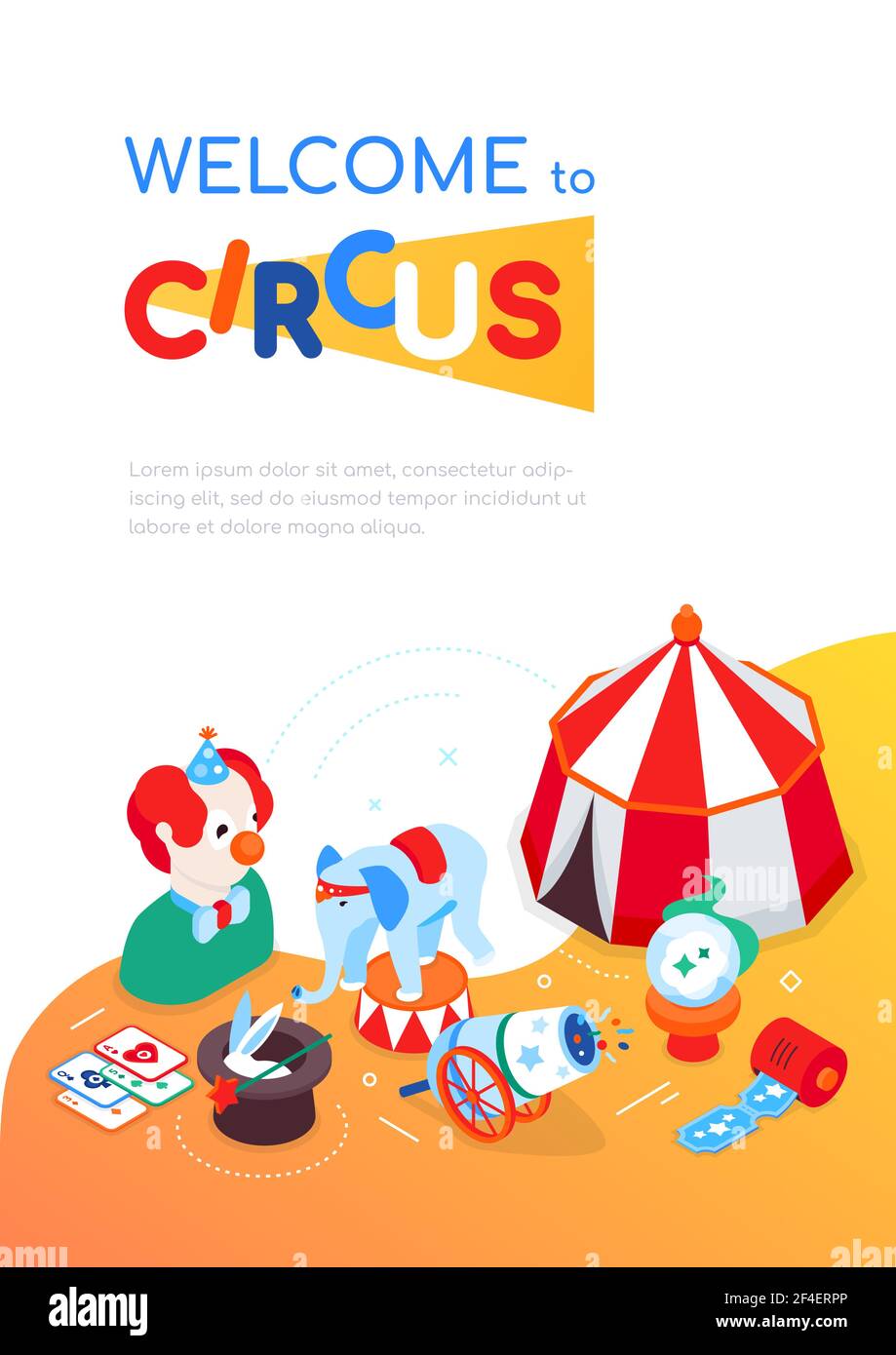 Welcome to circus - modern colorful isometric web banner with copy ...