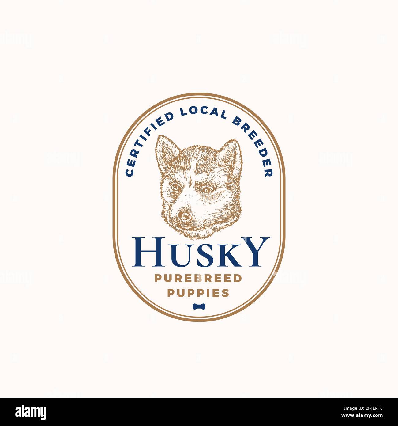 Certified Dog Breeder Frame Badge or Logo Template. Hand Drawn Husky ...