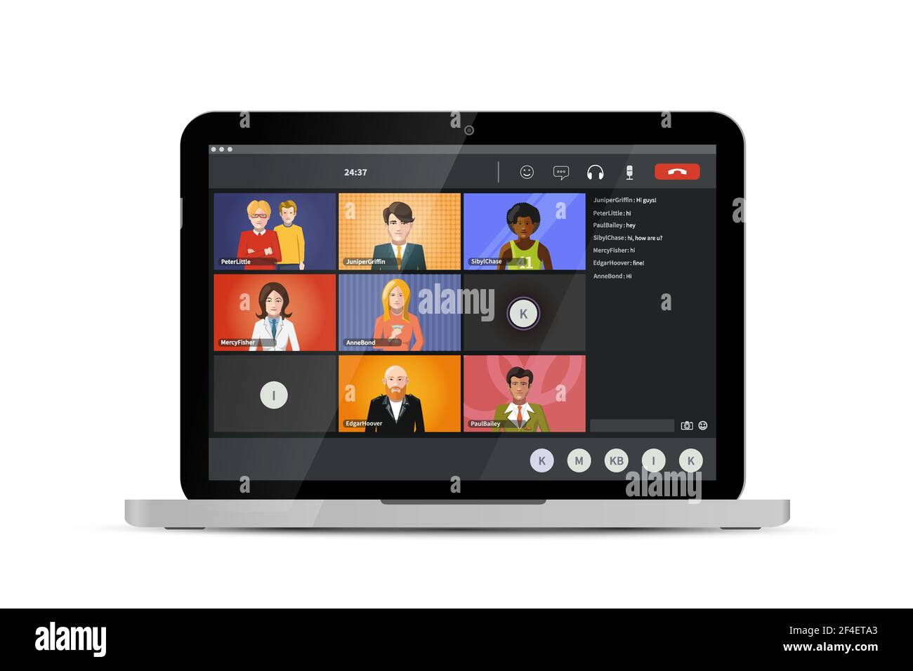 Screen of video conference, modern software for virtual meetings ...