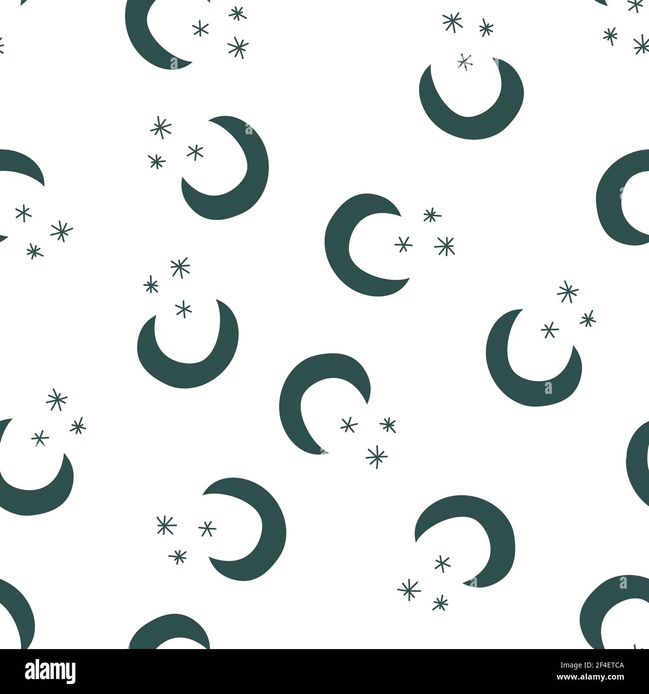 Vector seamless night pattern with moon and stars. Abstract shape ...