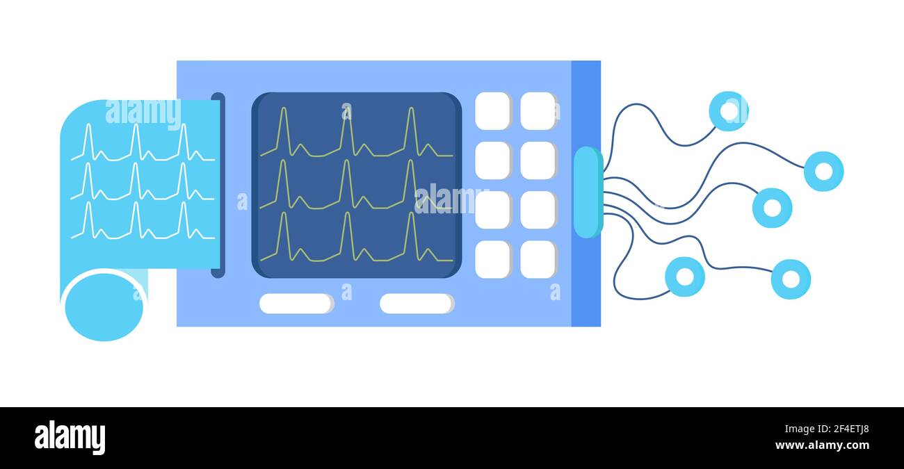 Portable electrocardiogram medical device machine icon. EKG monitor for ...