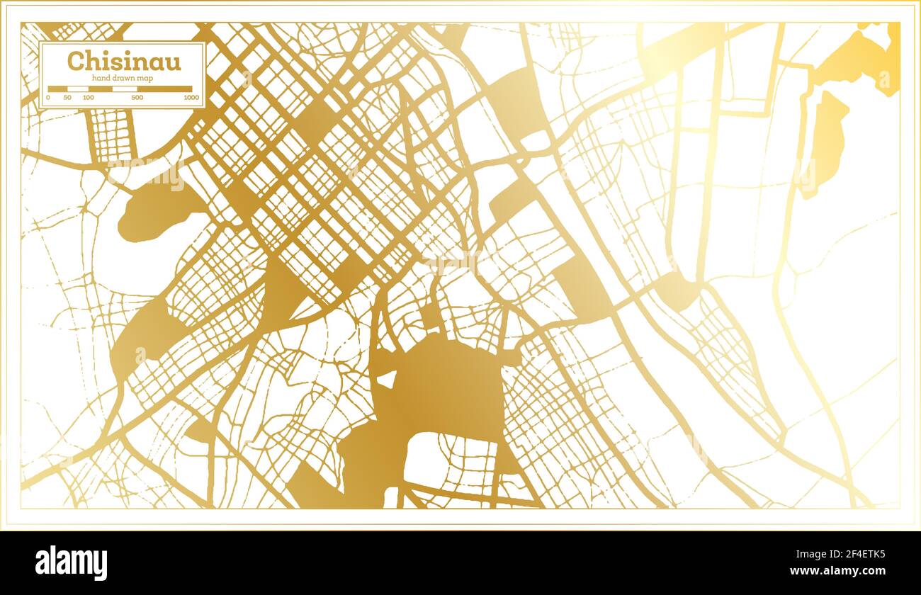 Chisinau Moldova City Map in Retro Style in Golden Color. Outline Map ...